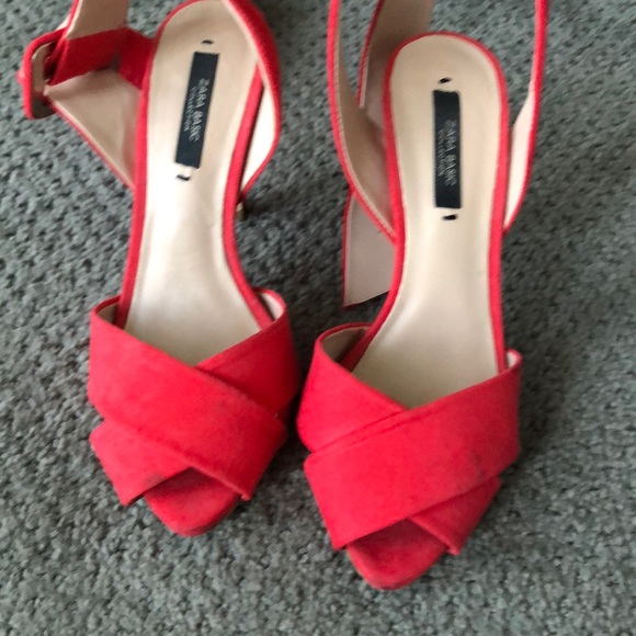 Zara | Shoes | Zara Red Heels With Wrap Around Ankle Strap | Poshmark